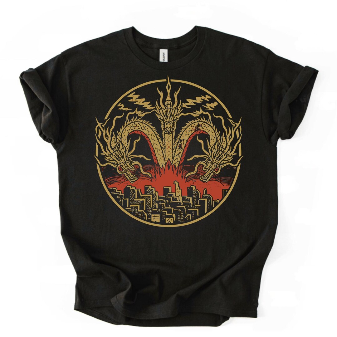 Vintage Dragon King Ghidorah Shirt, Sunset Three-headed Kaiju T-shirt ...