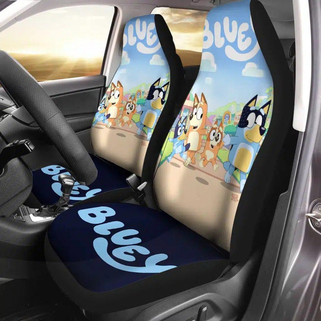 Funny Bluey Family Car Seat Cover, Bluey Car Cover, Car Interior Decor ...