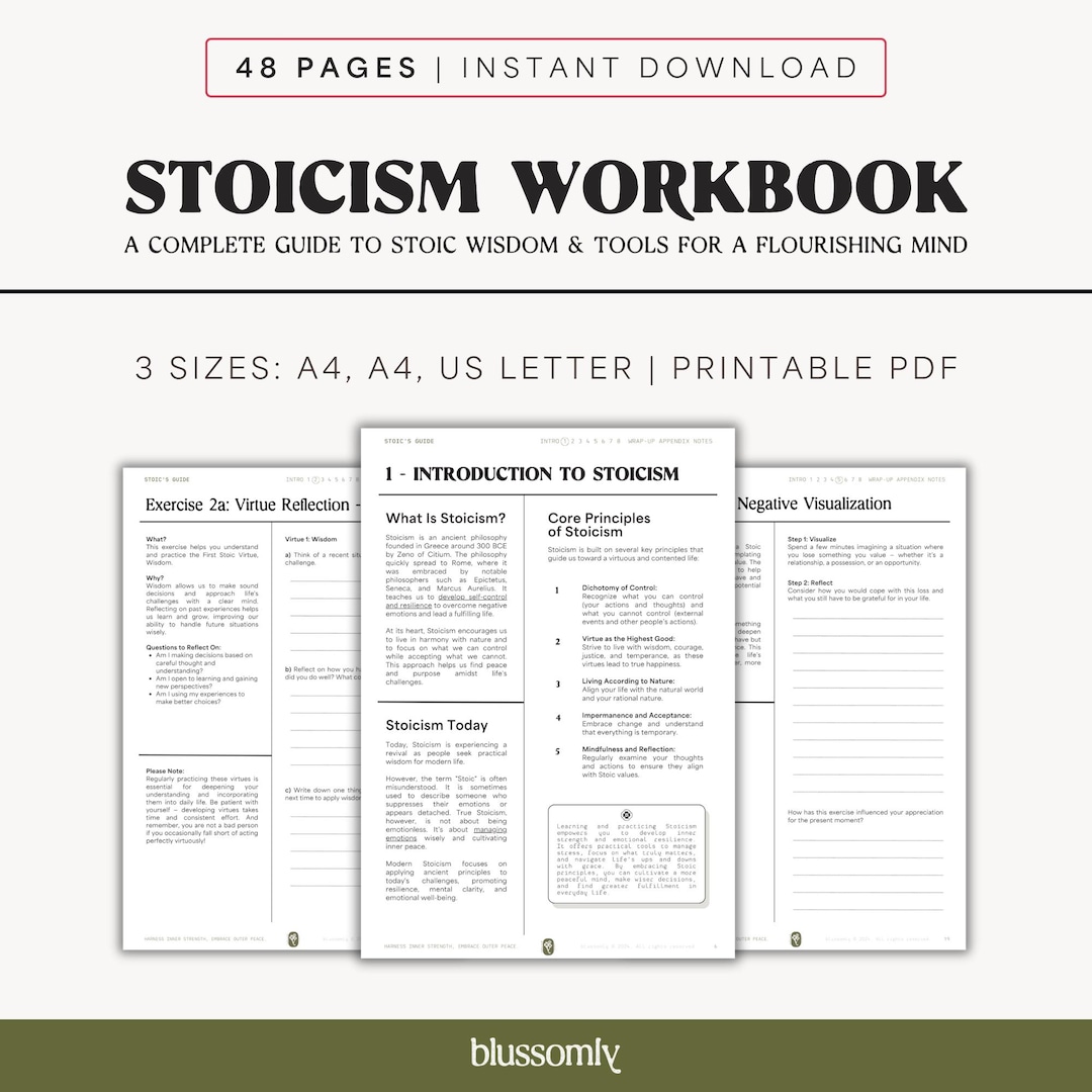 Stoic Mindset Workbook: Resilience & Personal Growth (PDF) - Etsy