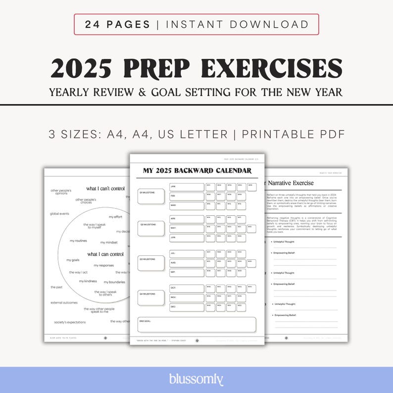 Yearly Reflection & 2025 Goal Planner | Printable Worksheets and ...