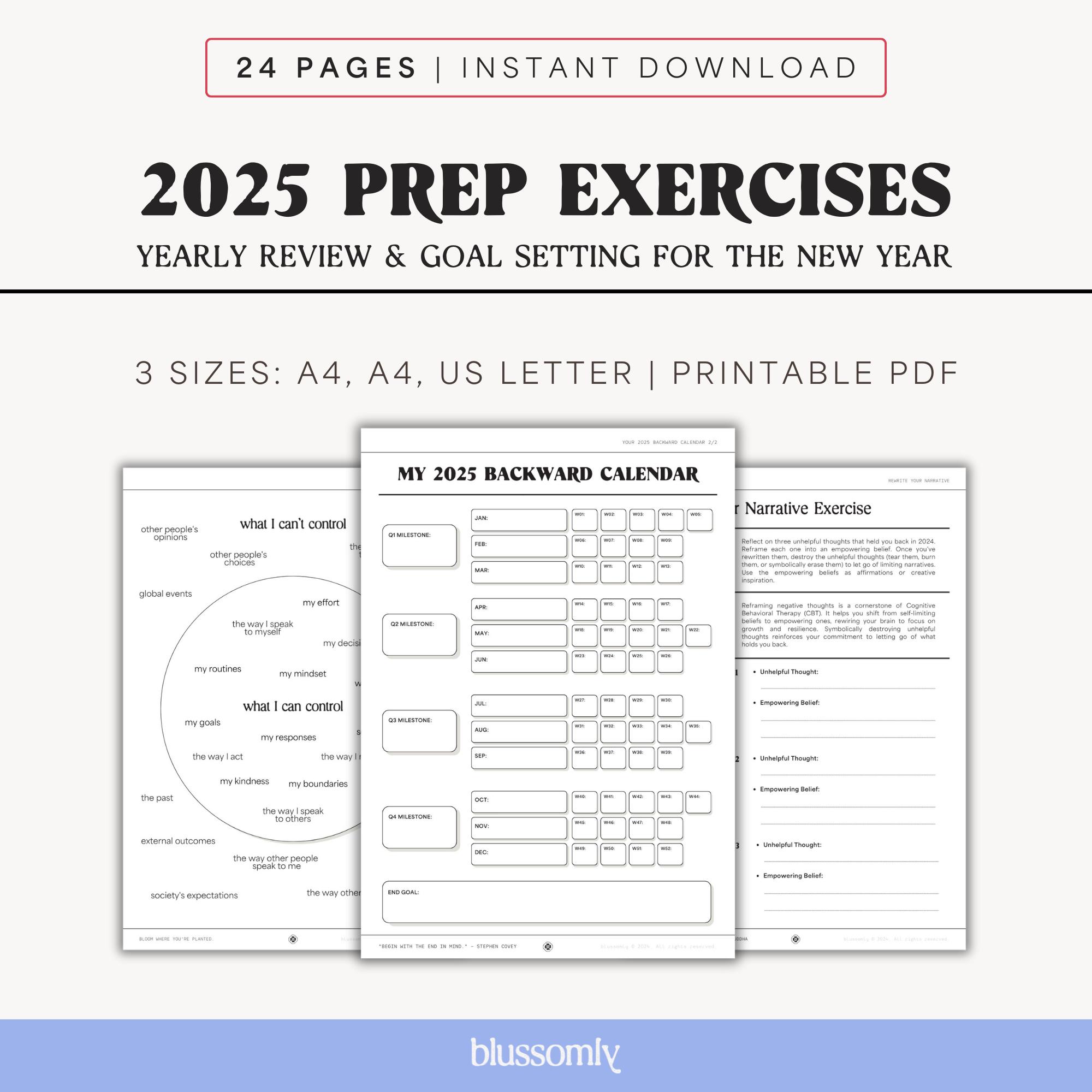 Yearly Reflection & 2025 Goal Planner | Printable Worksheets and ...