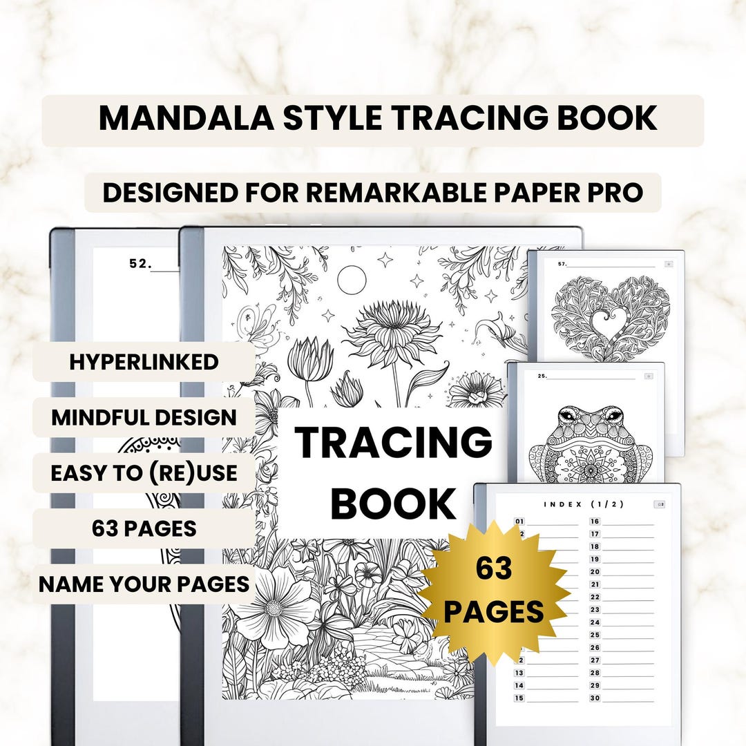 Tracing Book for Remarkable Paper Pro | Eink Adult Coloring Book ...