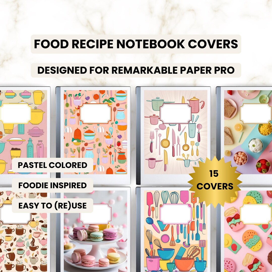 Recipe Book Cover Bundle for Remarkable Paper Pro | Notebook Covers E ...