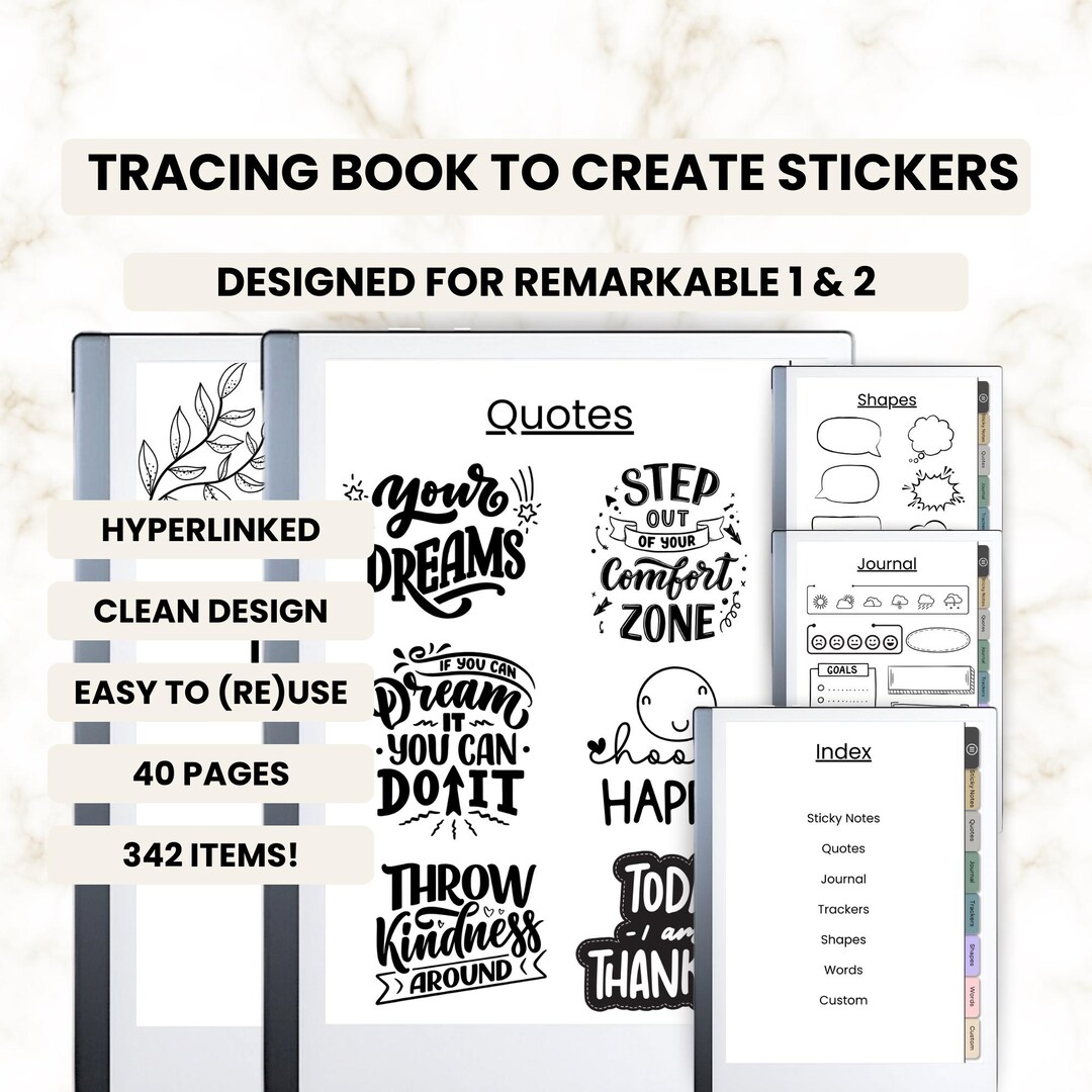 Tracing Sticker Book for Remarkable 2: Hyperlinked PDF With Journal ...