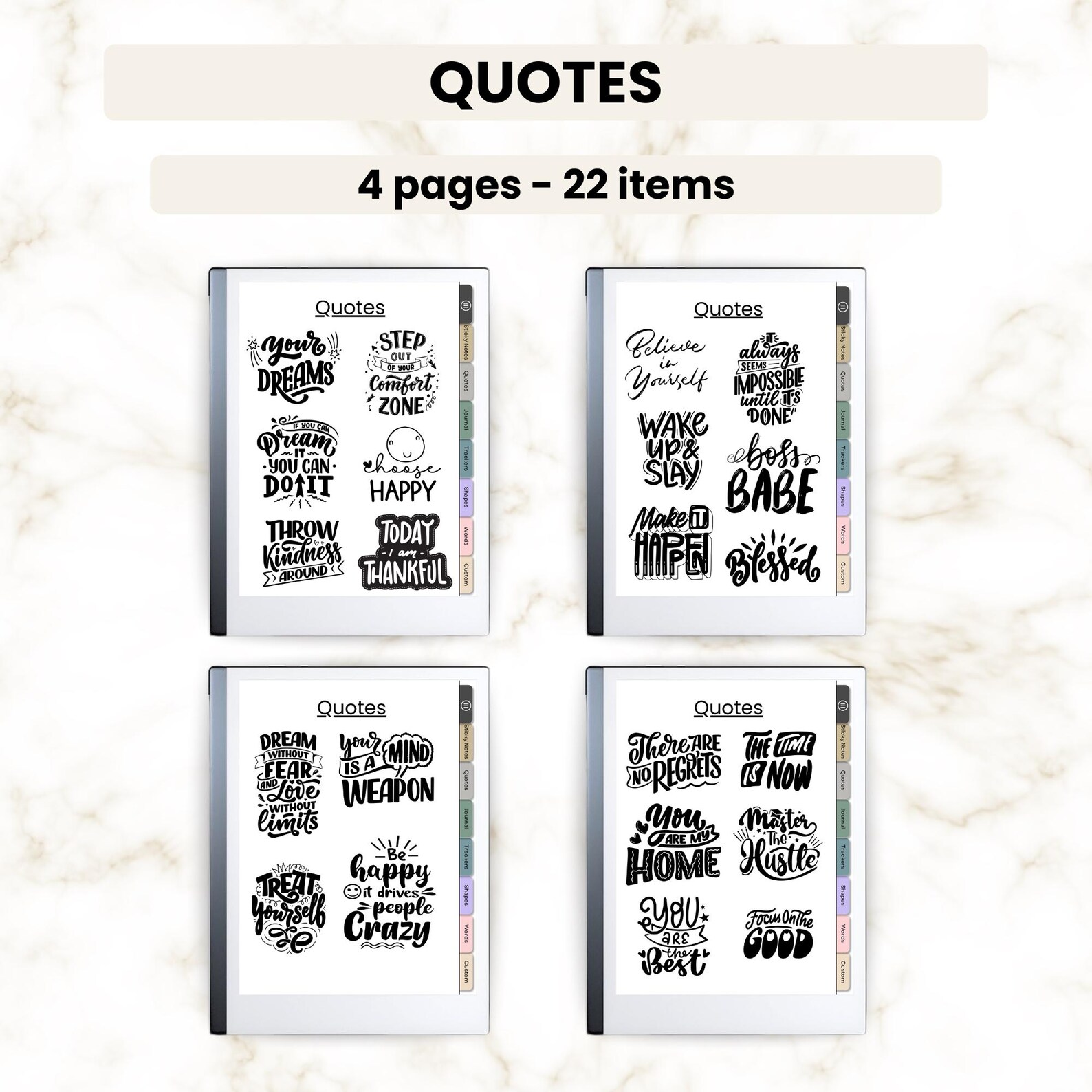 Tracing Book for Remarkable Paper Pro: Shapes, Quotes, Stickers ...