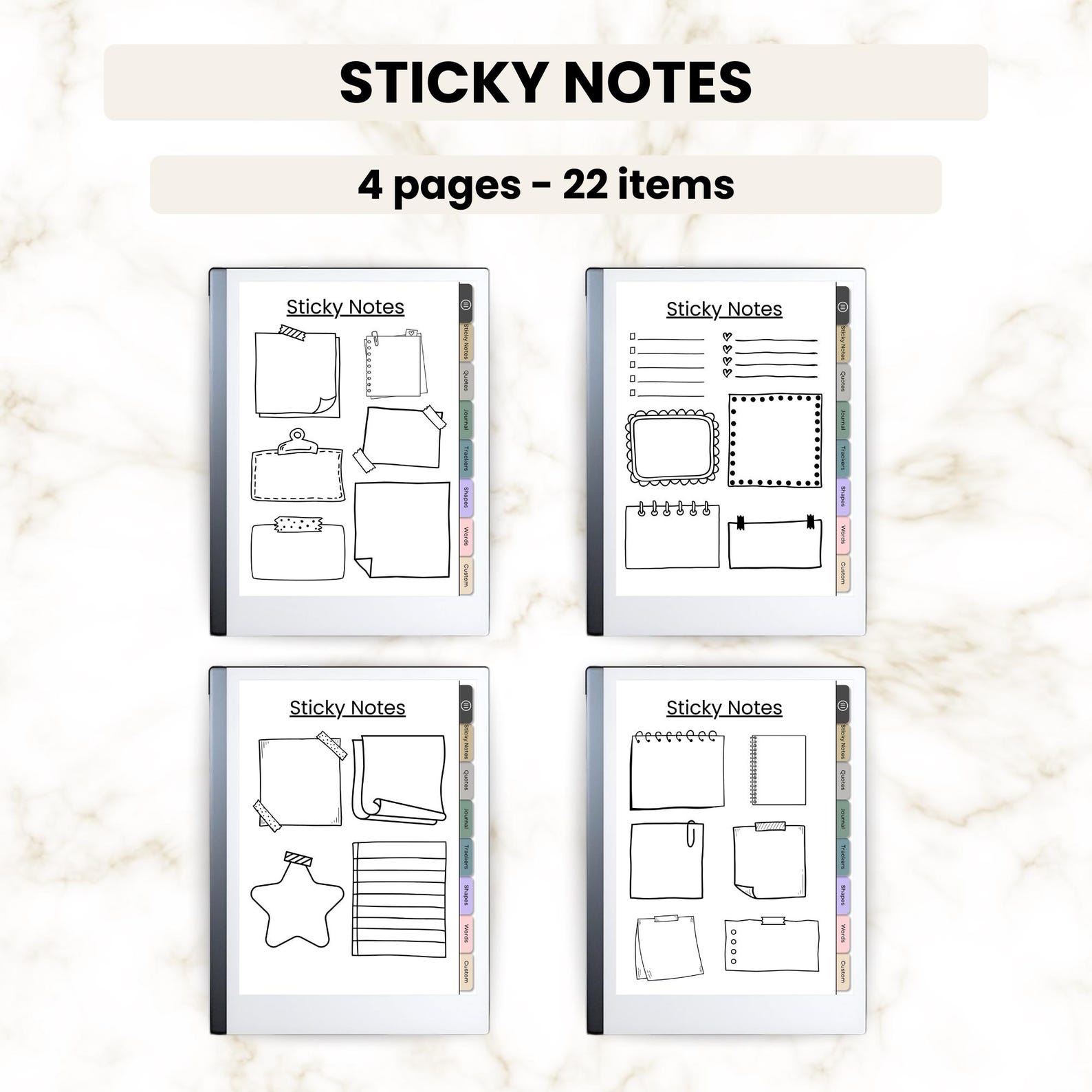 Tracing Book for Remarkable Paper Pro: Shapes, Quotes, Stickers ...