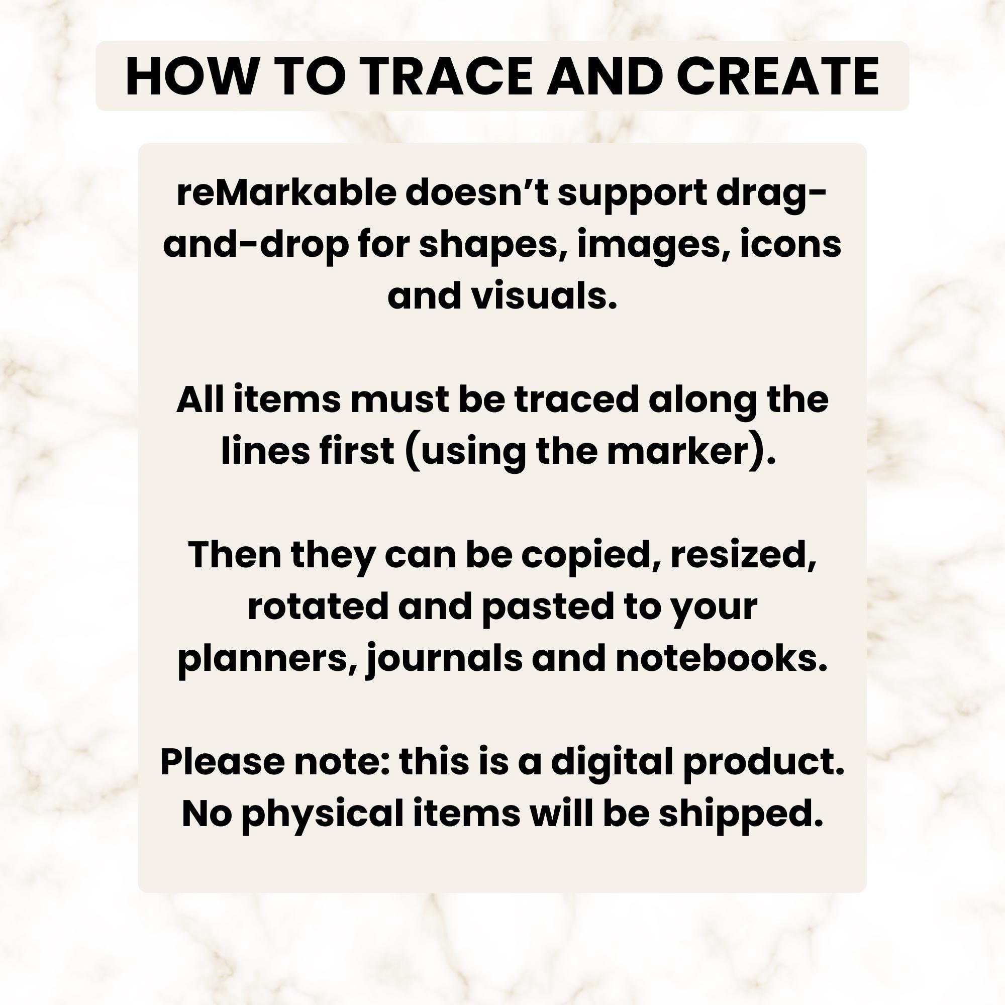 Stickers for Remarkable 2: Tracing Book With Shapes, Icons, and Notes ...