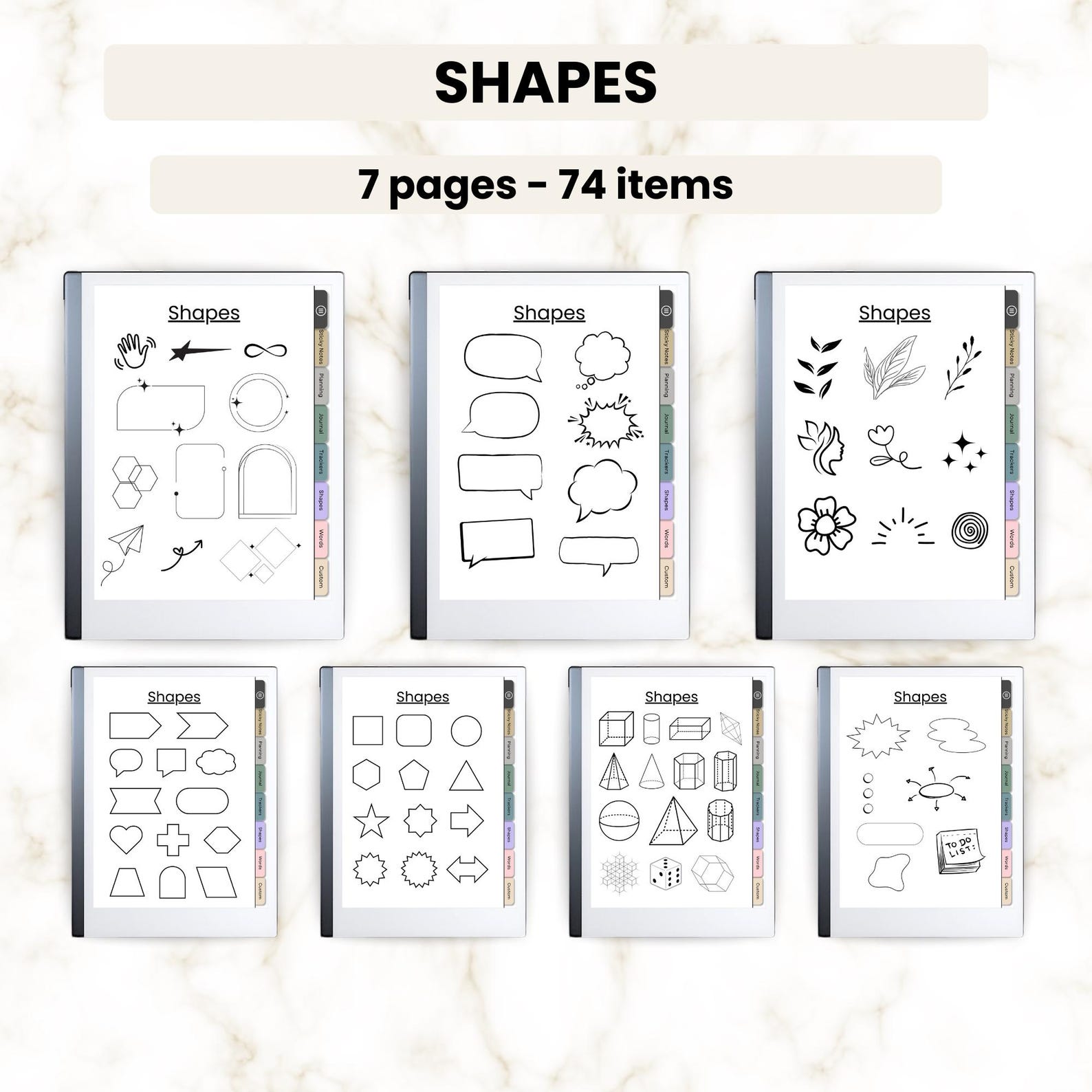 Stickers for Remarkable 2: Tracing Book With Shapes, Icons, and Notes ...