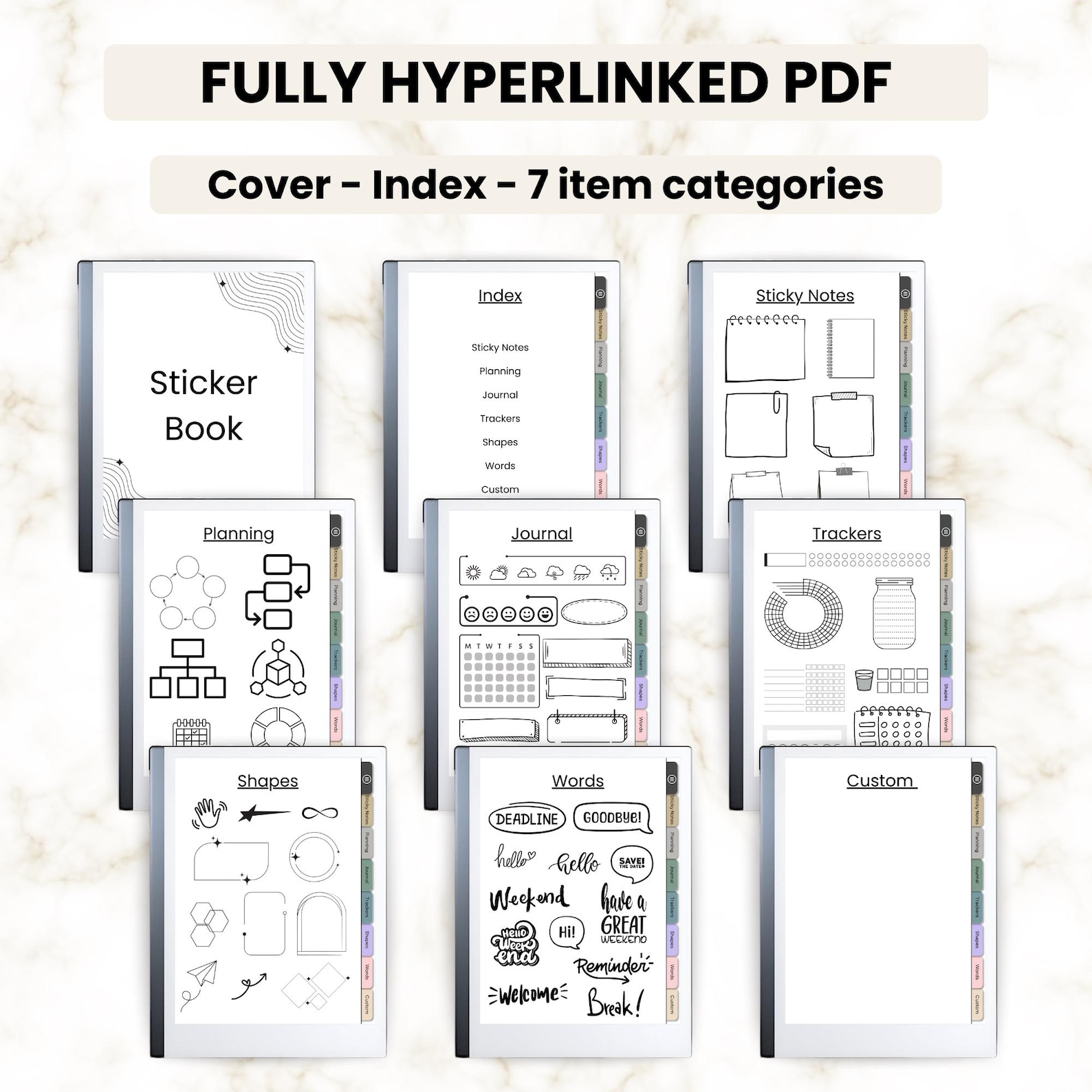 Stickers for Remarkable 2: Tracing Book With Shapes, Icons, and Notes ...