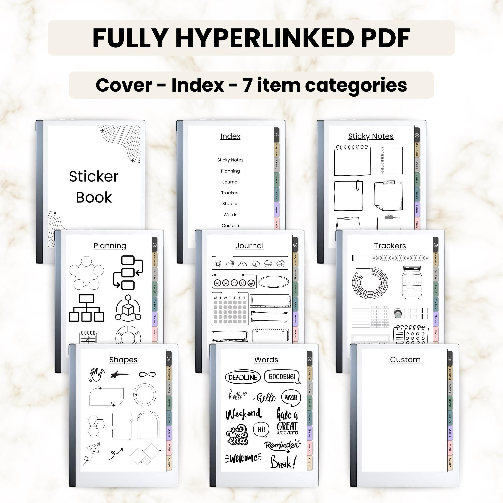 Stickers for Remarkable 2: Tracing Book With Shapes, Icons, and Notes ...