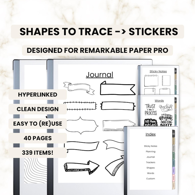 Shapes for Remarkable Paper Pro Tablet to Create Stickers - Hyperlinked ...