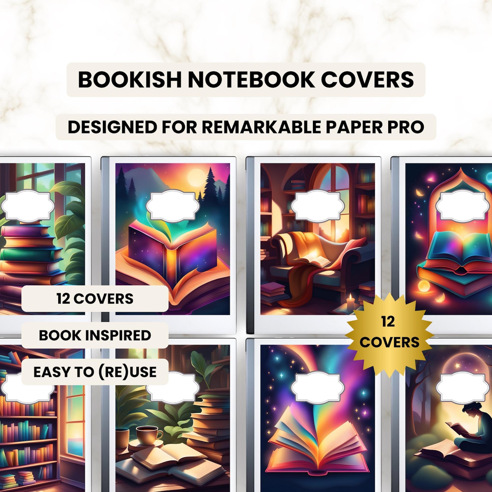 Bookish Notebook Covers for Remarkable Paper Pro (PDF Template) - Etsy