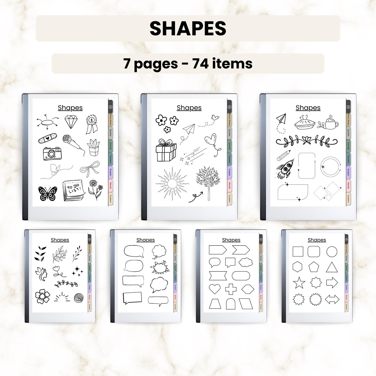 Tracing Book for Remarkable Paper Pro: Shapes, Quotes, Stickers ...