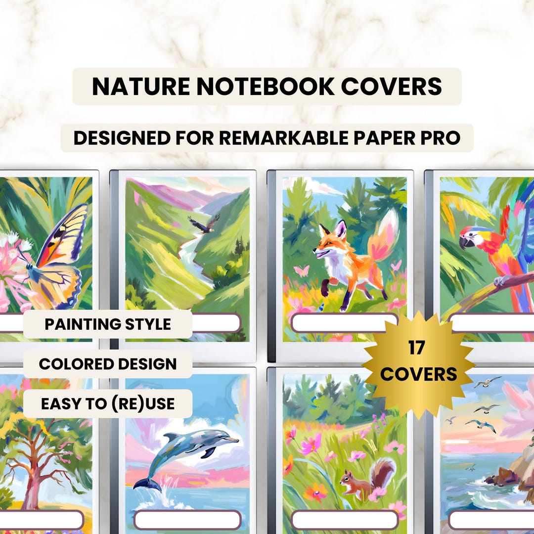 Notebook Covers for Remarkable Paper Pro: 17 Nature Painting Designs ...