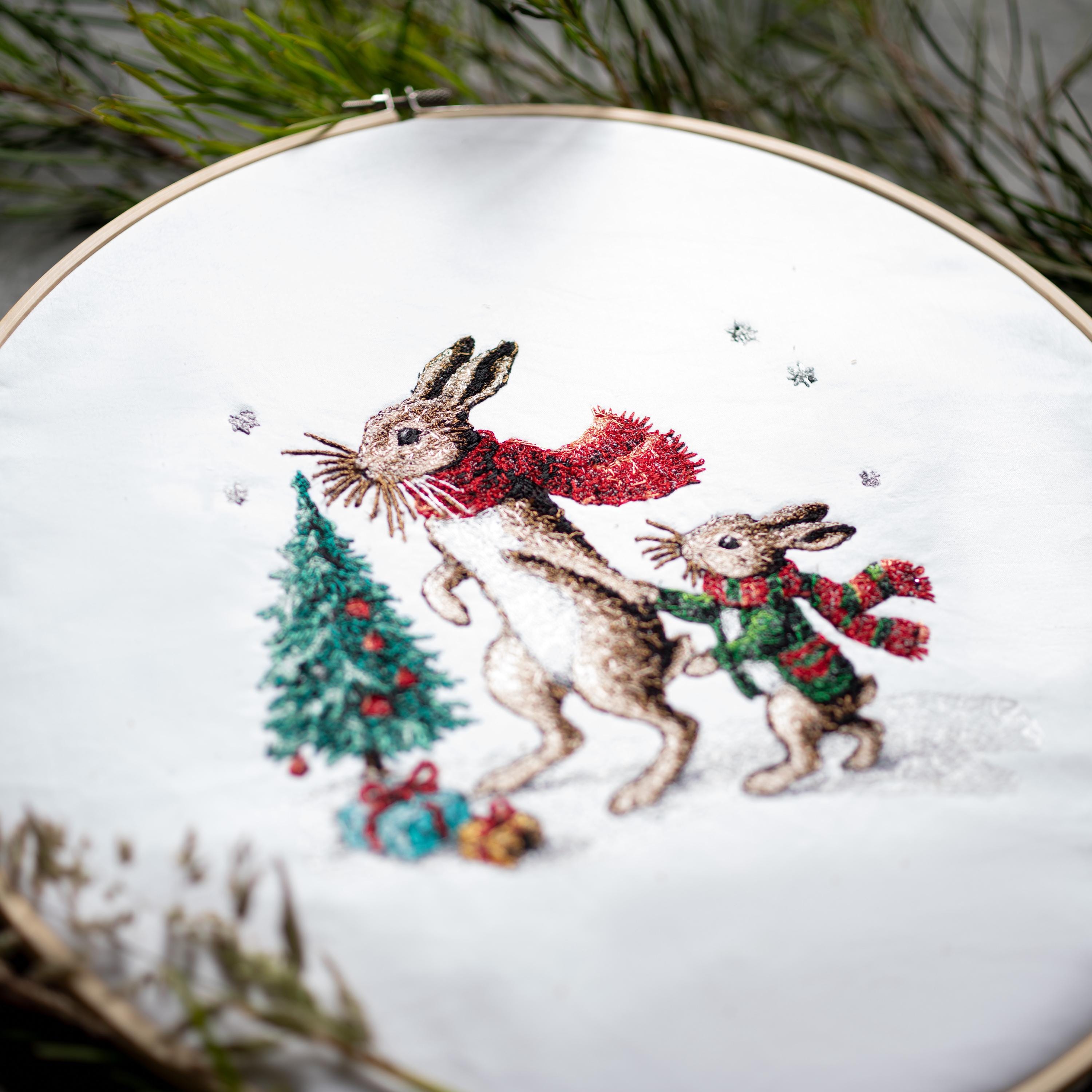 A Rabbit’s Christmas Eve - Machine Embroidery Design - Etsy