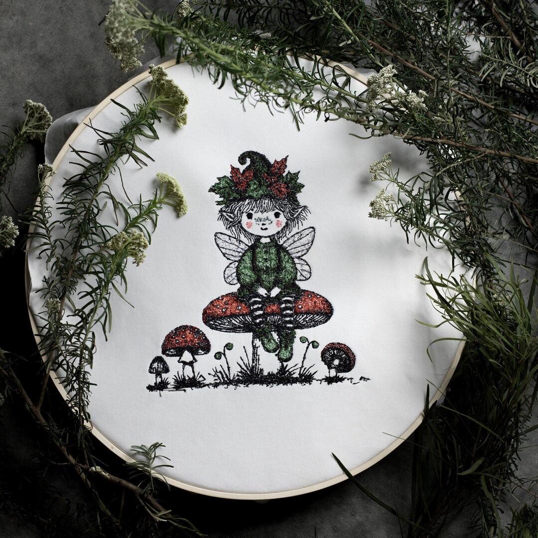 The Elf and the Toadstools Secret - Machine Embroidery Design - Etsy