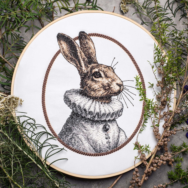 Rabbit Embroidery - Etsy