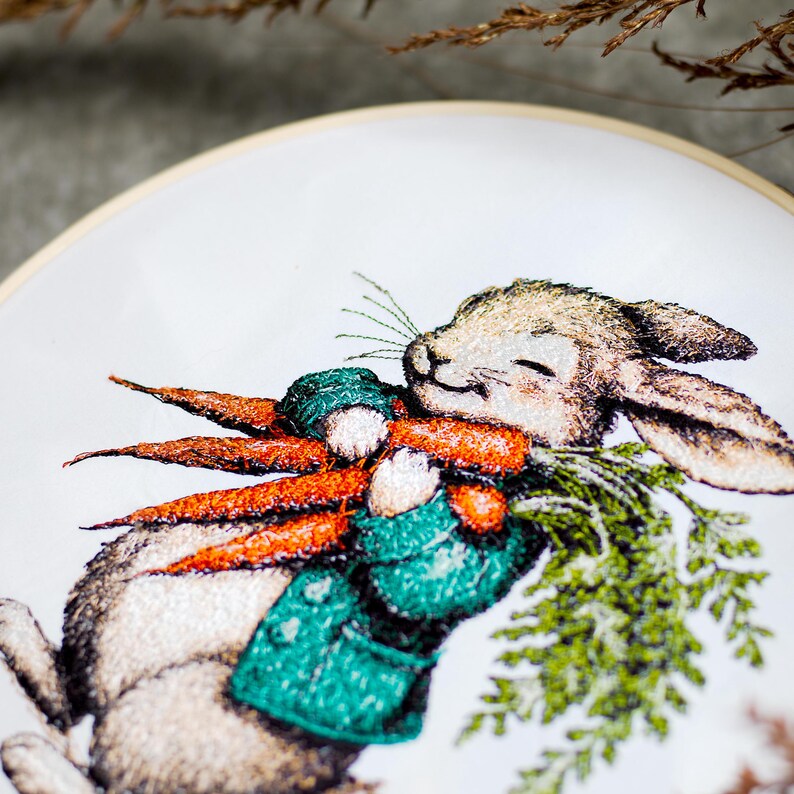 Rabbit Machine Embroidery Design | Burrow & Harvest - Bunny Bliss - Etsy