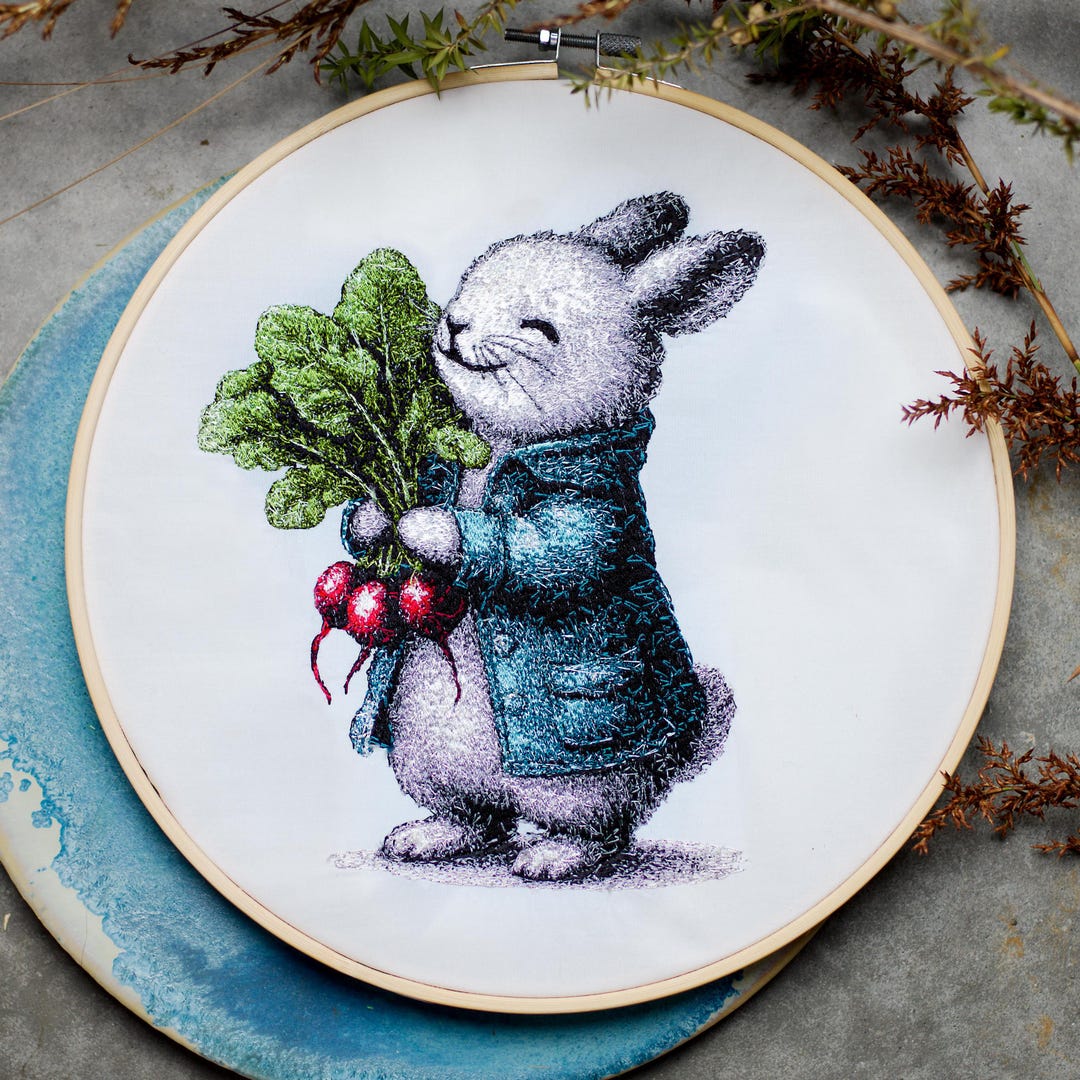 Rabbit Machine Embroidery Design | Burrow & Harvest -radish Love and ...