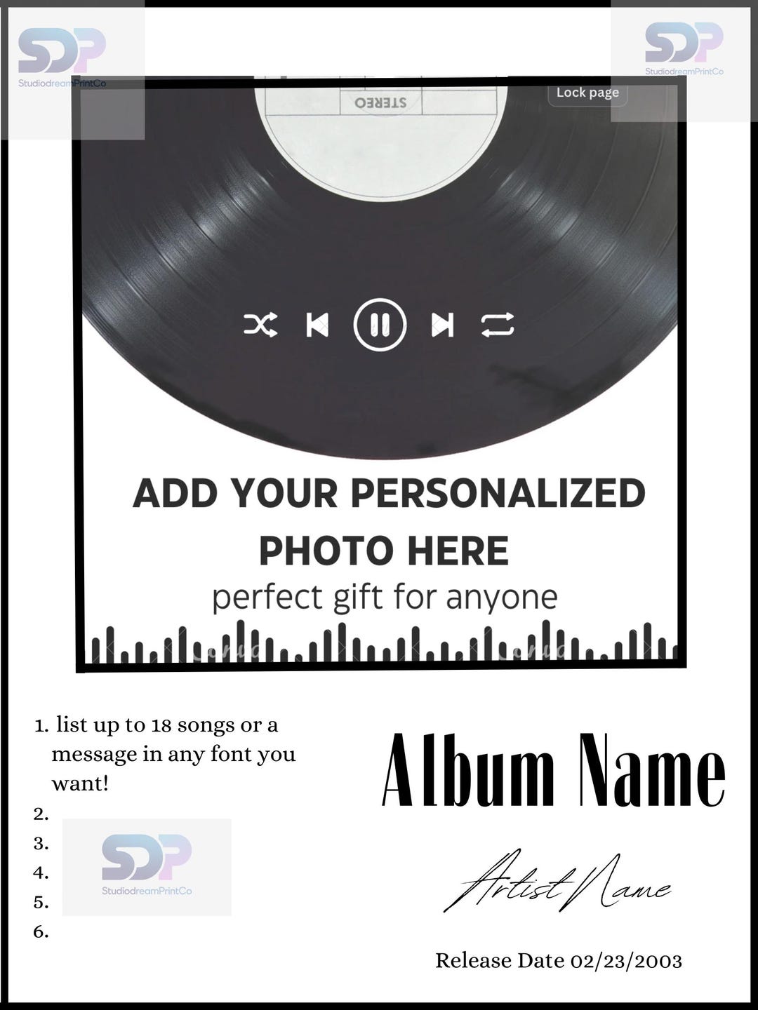 Custom Album Cover Poster - Personalized Music Print - Song List Wall ...
