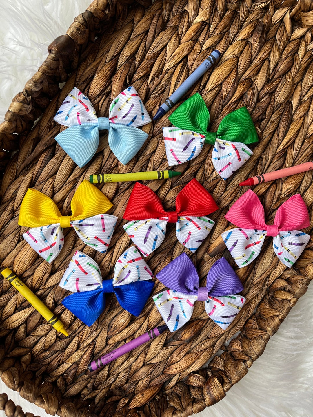 Back to School Crayon Hair Bow, School Bow, First Day of School Bow ...