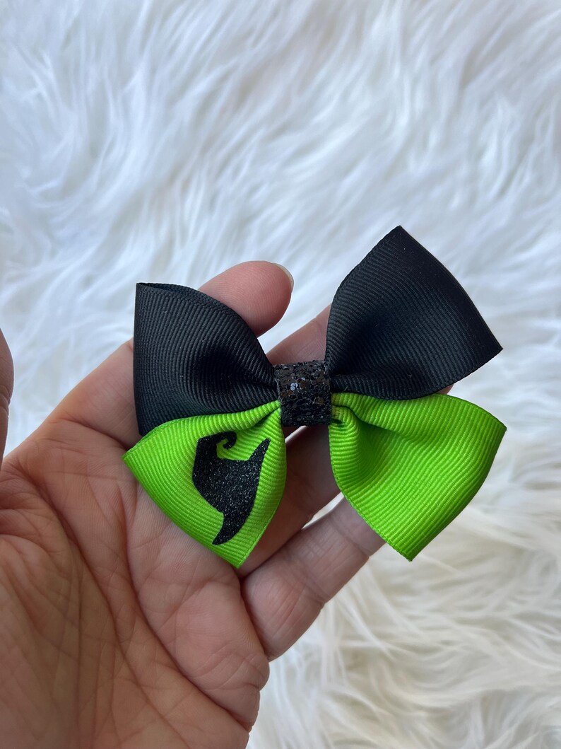 Wicked Witch Hair Bow, Neon Green, With Broom - Etsy