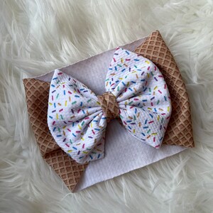 Ice Cream Headwrap for Baby, Baby Girl Turban, Big Bow Headband, Ice ...