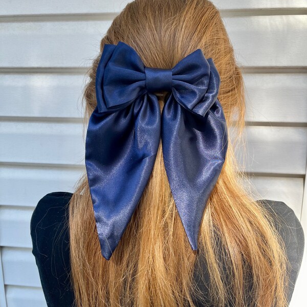 Navy Blue Hair Bow - Etsy