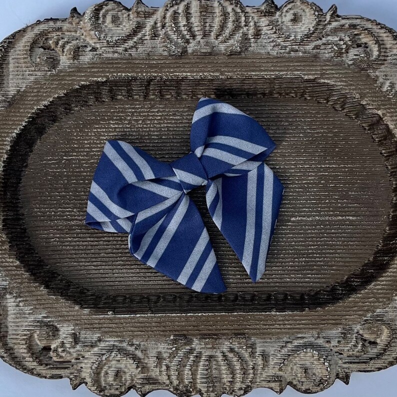 Sailor Bow, Wizard Bow, House Color Bow, Blue and Silver Bow, Cosplay ...