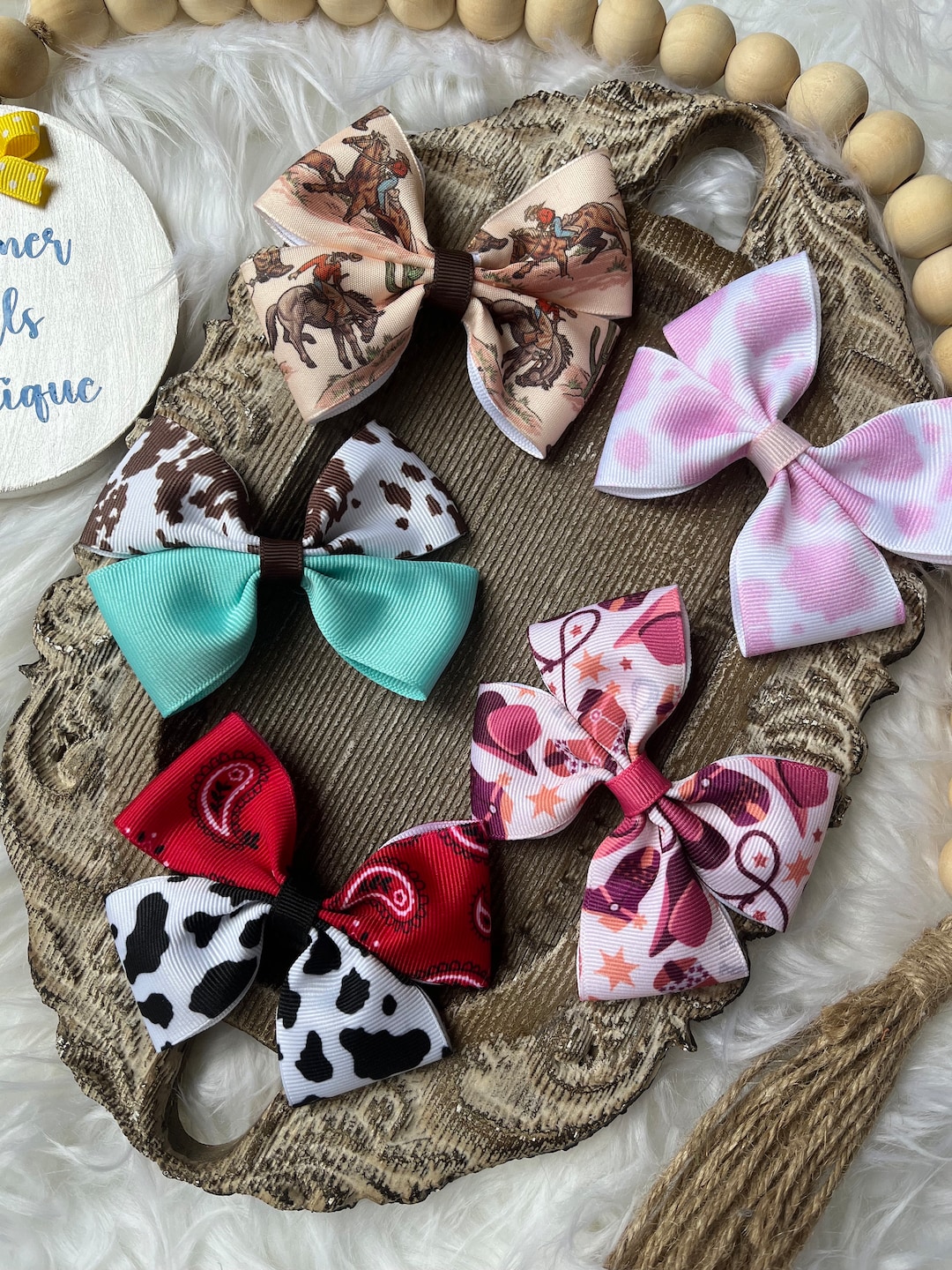 Western Cowgirl Hair Bows, Cow Hair Accessories, Country Girl Bows ...