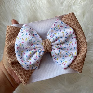 Ice Cream Headwrap for Baby, Baby Girl Turban, Big Bow Headband, Ice ...