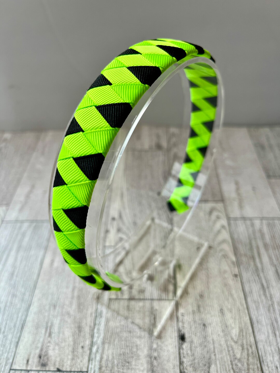 Fluorescent Green and Black Braided Headband, Woven Hair Accessory ...