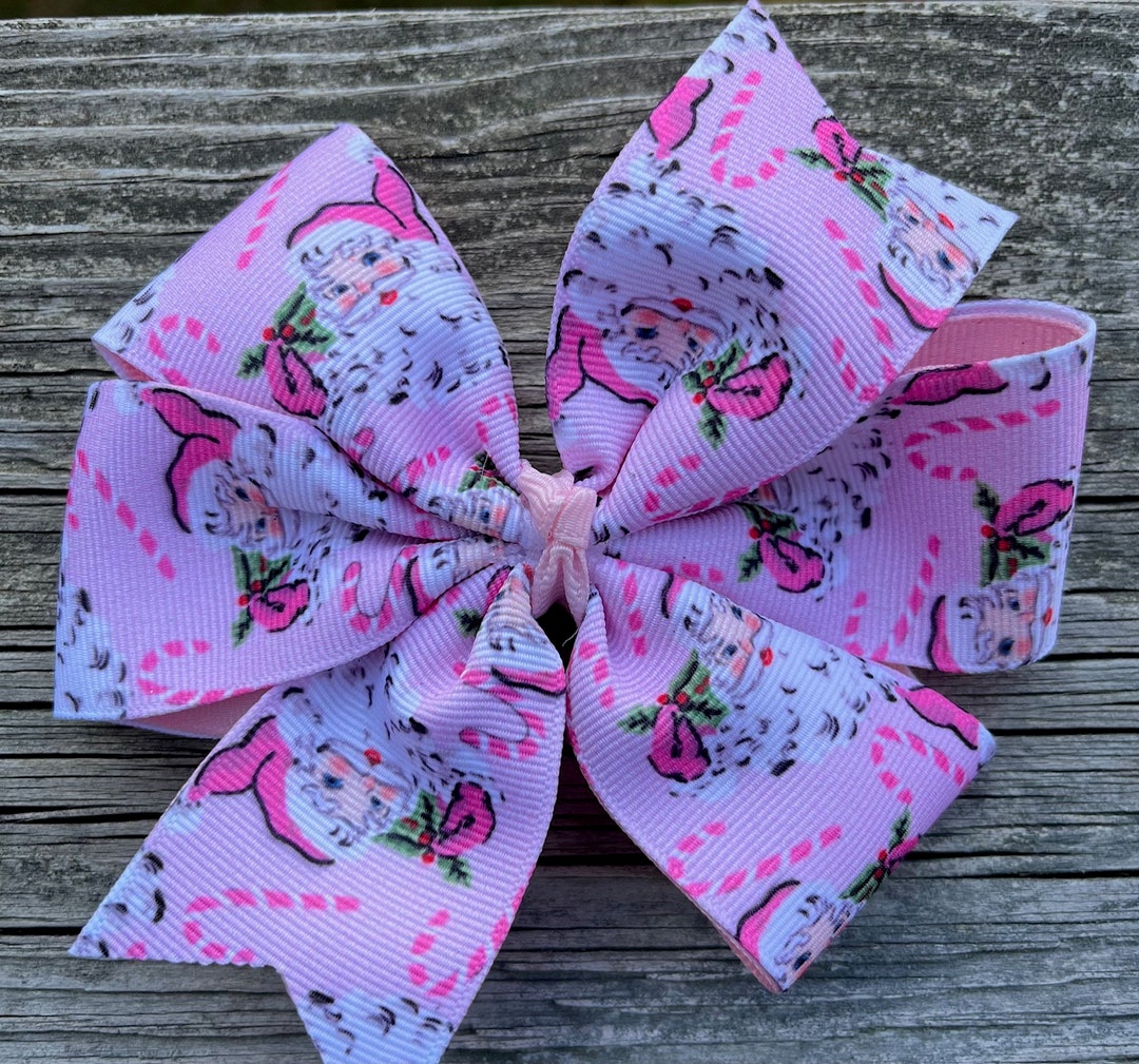 Christmas Bow, Santa Bow, Pink Santa Bow, Bows for Girls, Boutique Bow ...