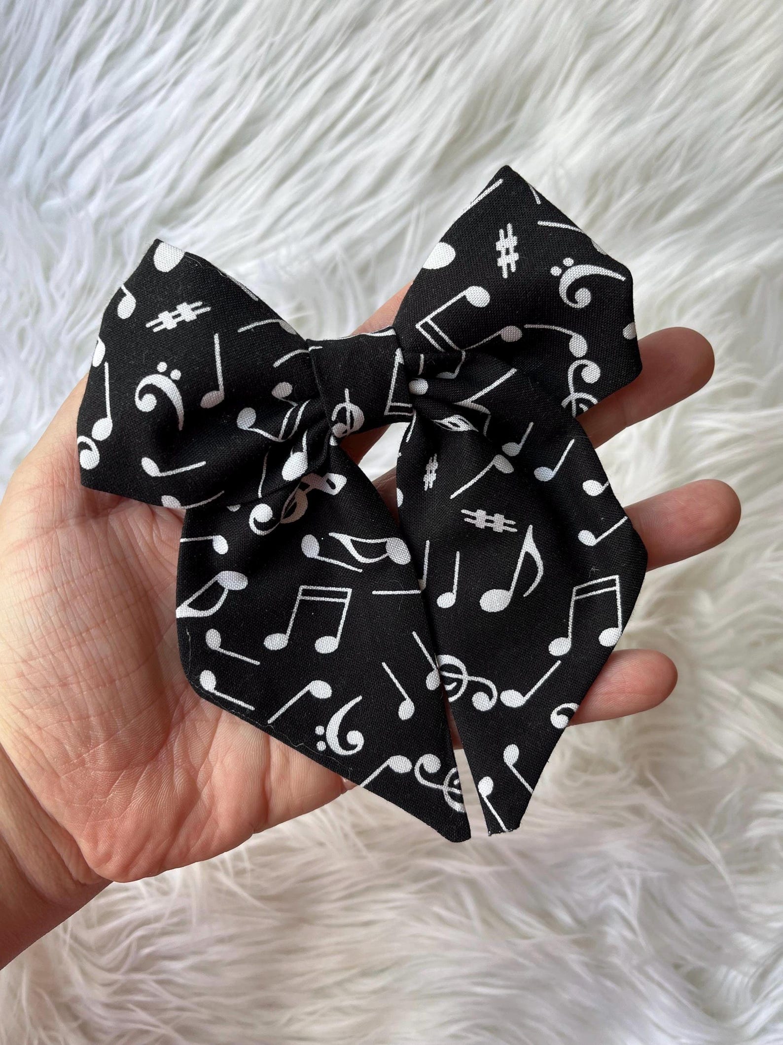 Music Note Hair Bow, Sailor Style, Music Lover Barrette - Etsy
