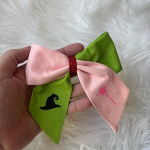 Wicked Witch Hair Bow, Green Witch Hair Clip, Green and Pink Fabric ...