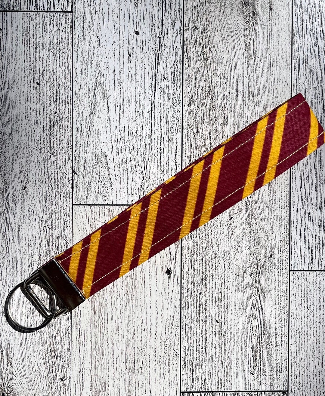 Wizard Keychain, Burgundy and Gold Key Wristlet, Gold and Burgundy Key ...
