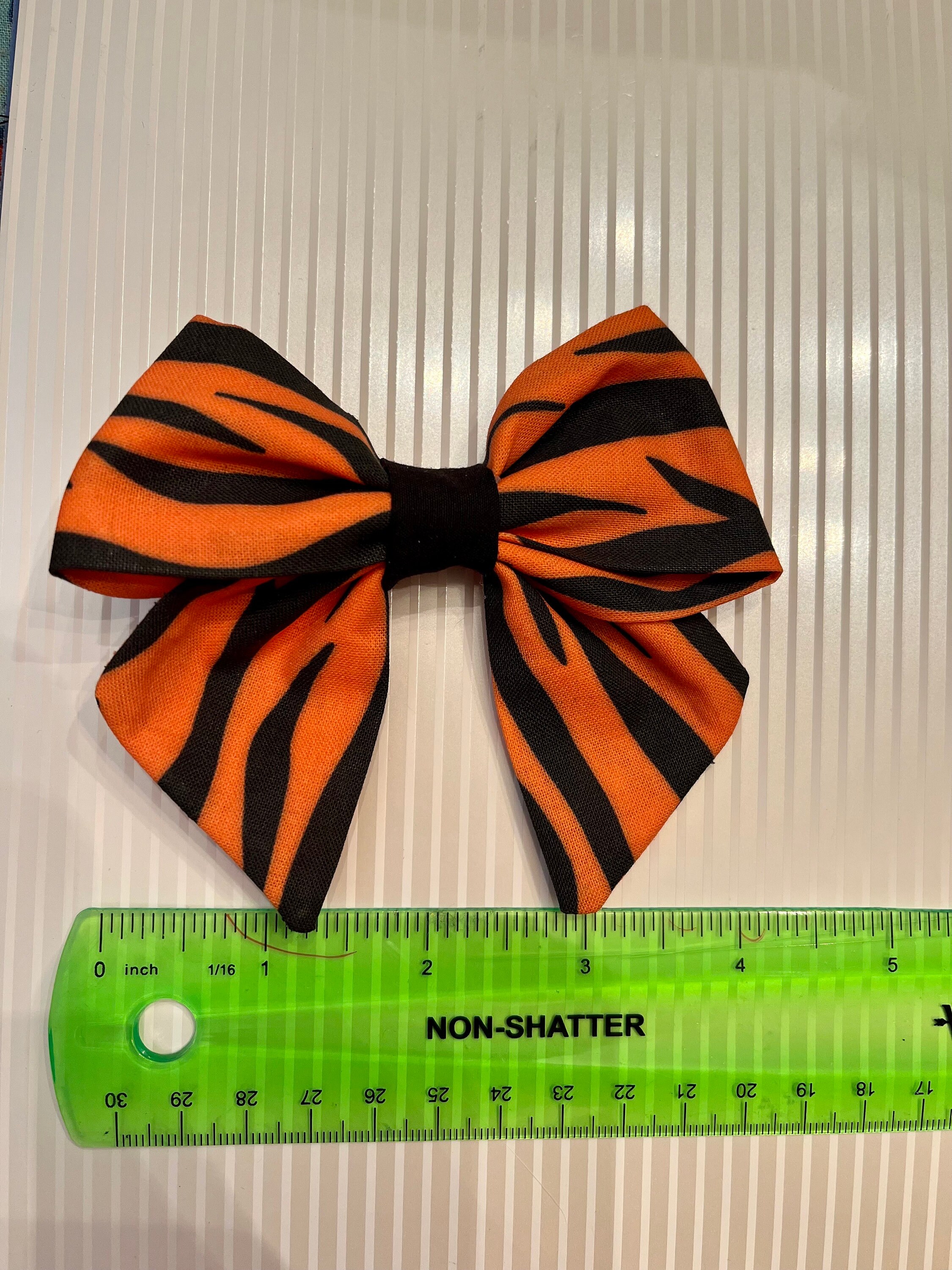 Bengal Tiger Bow, Orange and Black Striped Bow, Tiger Stripe Bow, Who ...