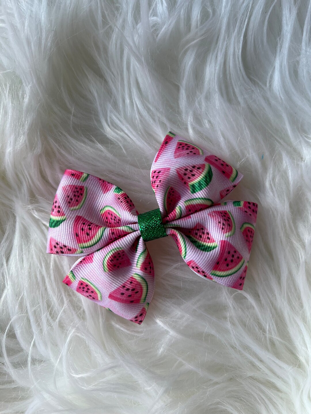 Watermelon Print Hair Bow, Pink Watermelon Bow, Pink Hair Barrette ...