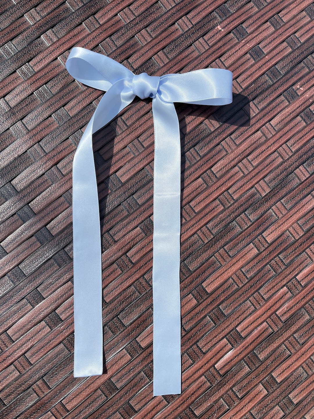 Light Blue Satin Skinny Bow for Women, Satin Bows, Coquette, Barrette ...