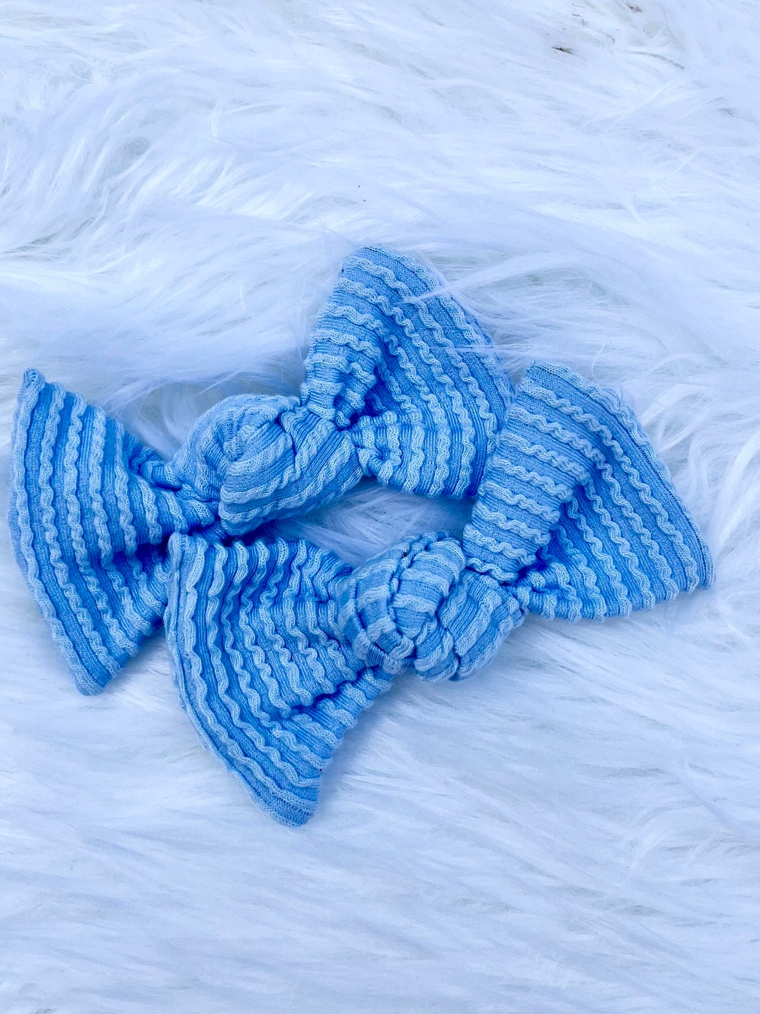 Knot Pigtail Bows, Chunky Piggies, Light Blue Knotted Pigtail Set, Baby ...