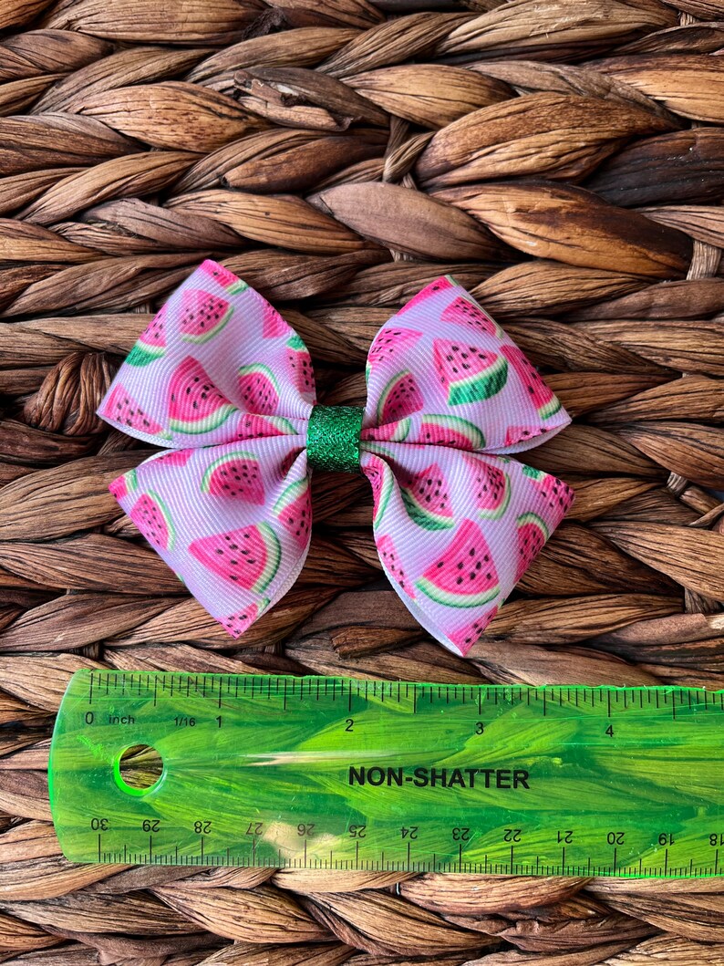 Watermelon Print Hair Bow, Pink Watermelon Bow, Pink Hair Barrette ...