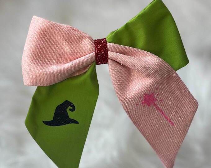 Wicked Witch Hair Bow, Green Witch Hair Clip, Green and Pink Fabric ...