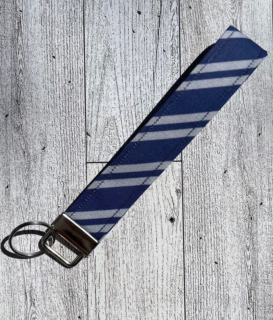 Wizard Keychain, Blue and Silver Key Wristlet, Silver and Blue Key Fob ...
