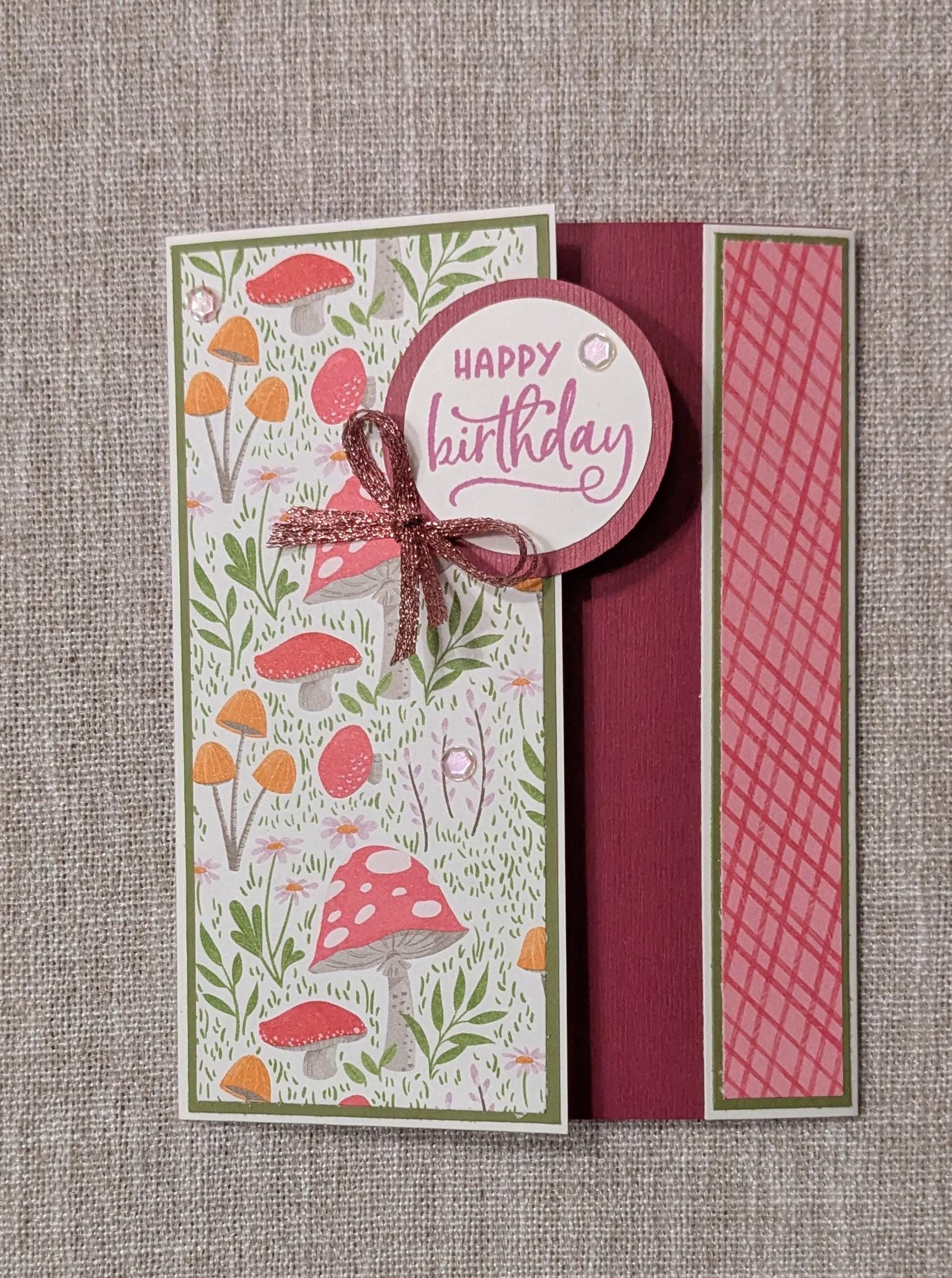 Birthday Card, Handcrafted Card With Toadstools, Trendy and Fun Bday ...