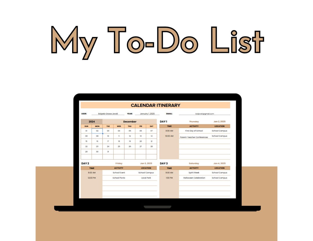 My To-do List, Google Sheets Template, Daily Task Planner, Productivity ...