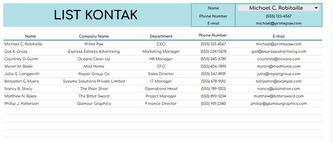 Contact List Template, Google Sheets Contact Organizer, Editable ...