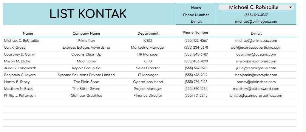 Contact List Template, Google Sheets Contact Organizer, Editable ...