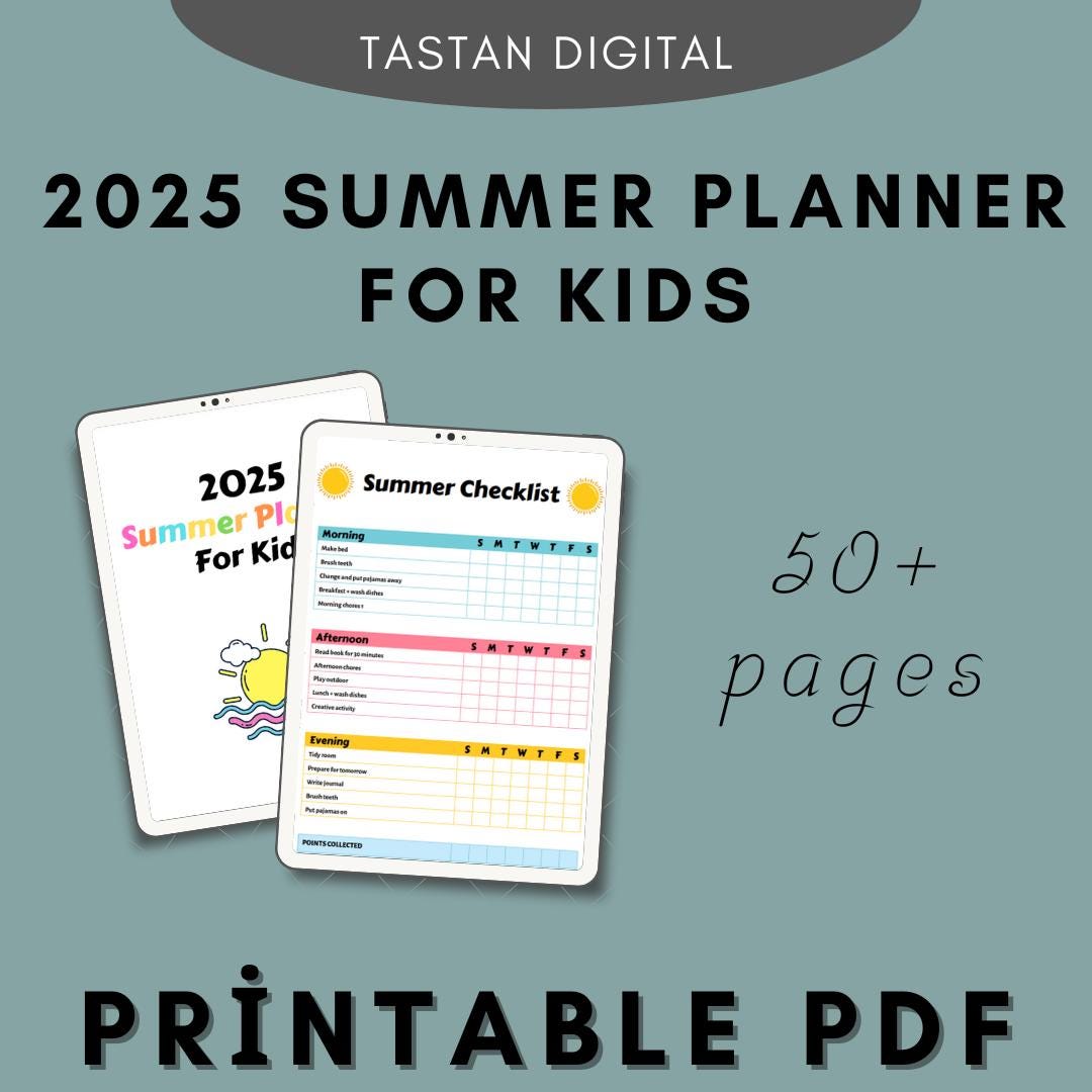 2025 Summer Planner for Kids, Fun Printable PDF, Summer Activity ...