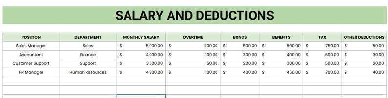 Payroll Budget Template, Google Sheets Salary Tracker, Employee Payroll ...