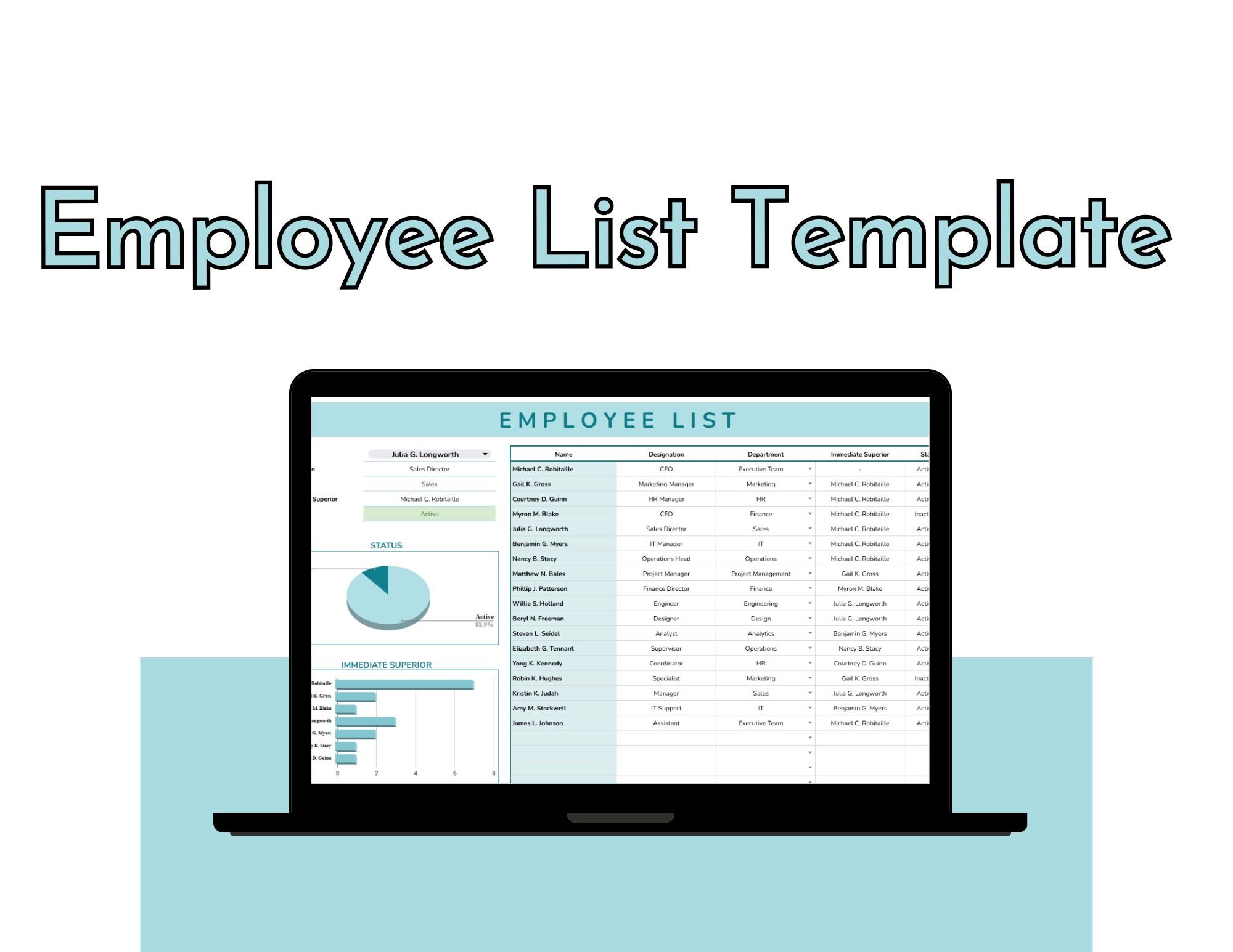 Employee List Template, Google Sheets Staff Directory, HR Management ...